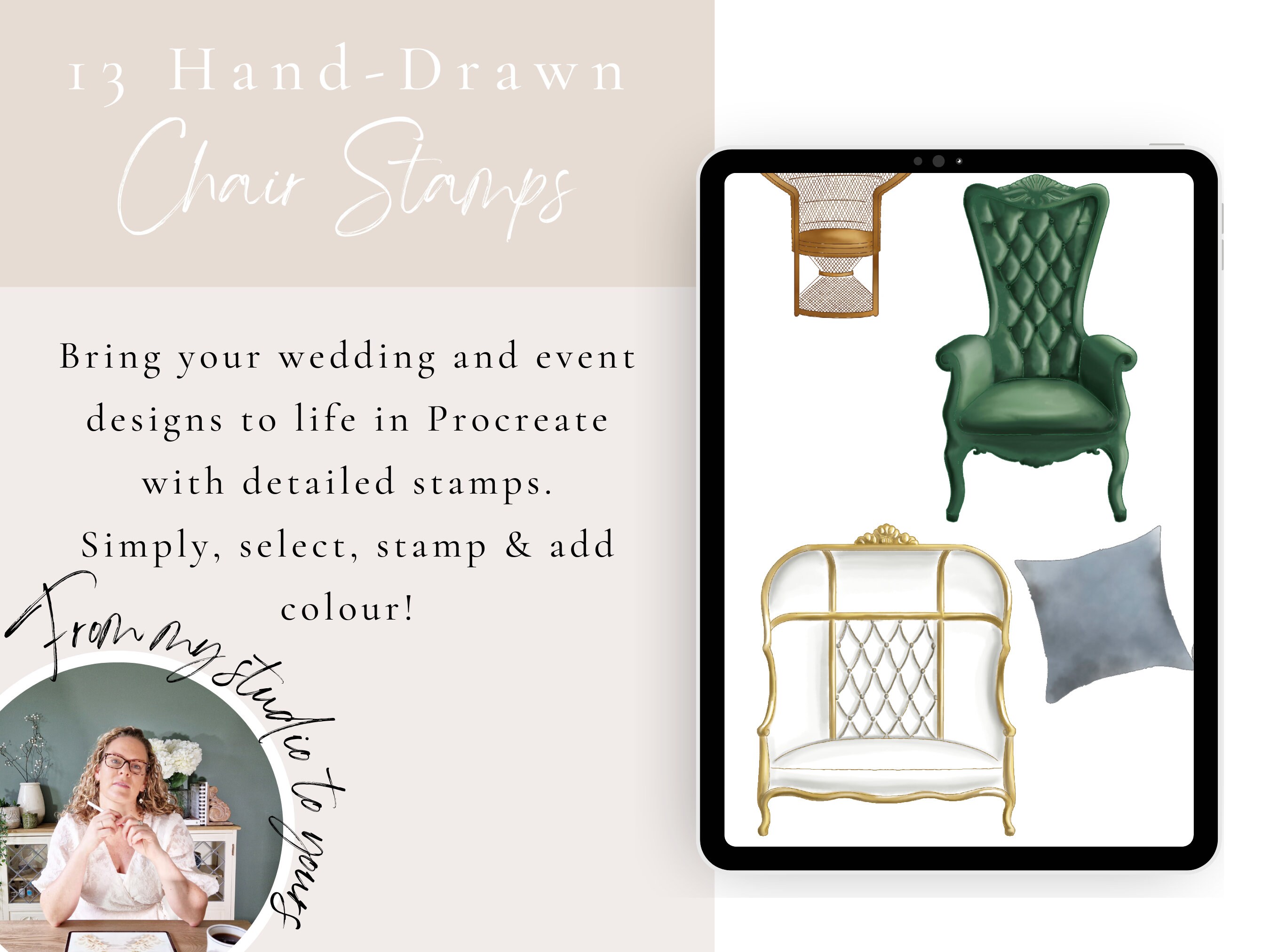 13 Statement Chair Procreate Stamps, Procreate Brushes, Wedding ...
