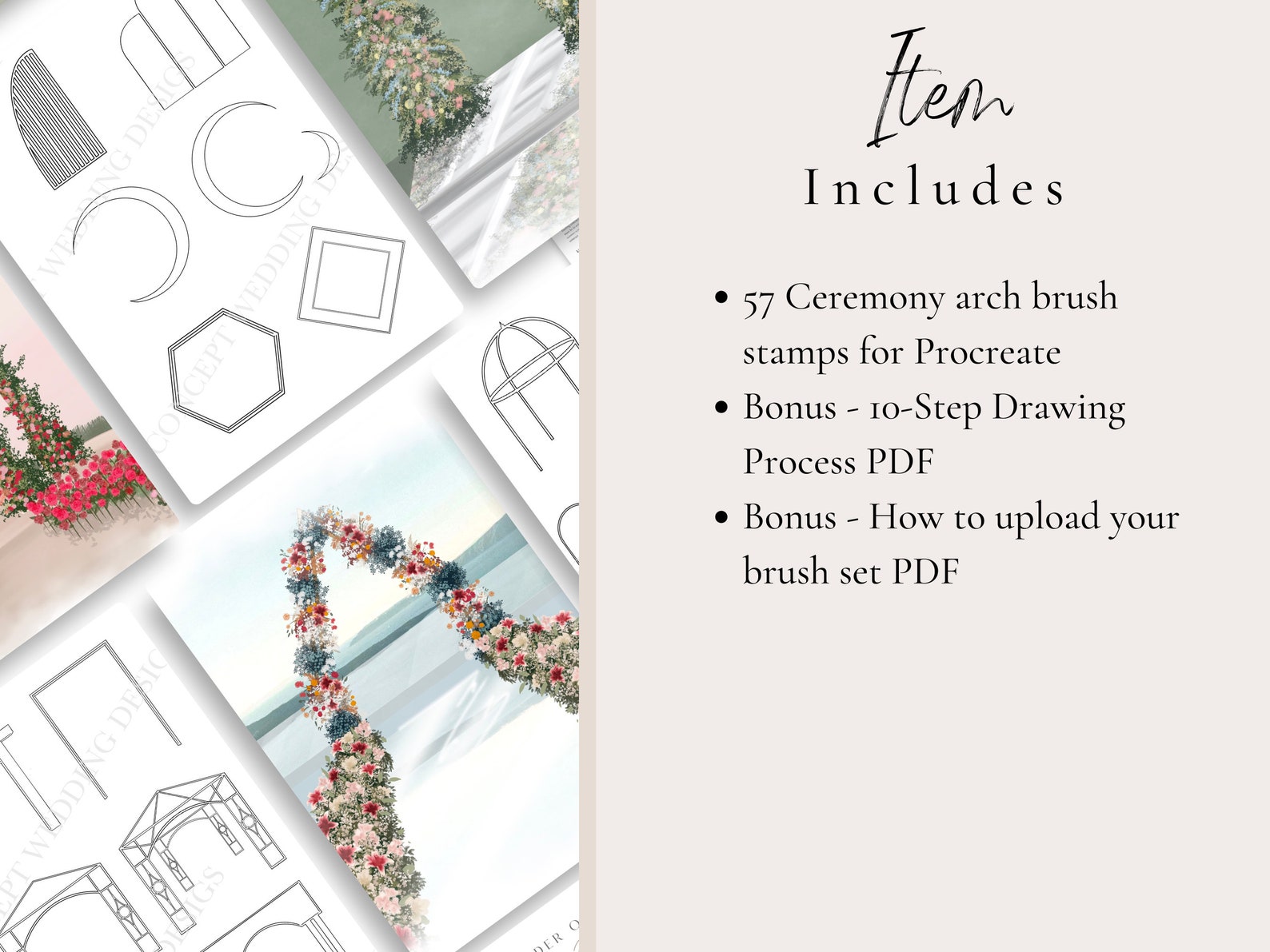 57 Wedding Ceremony Arch Procreate Stamps | Procreate Wedding ...