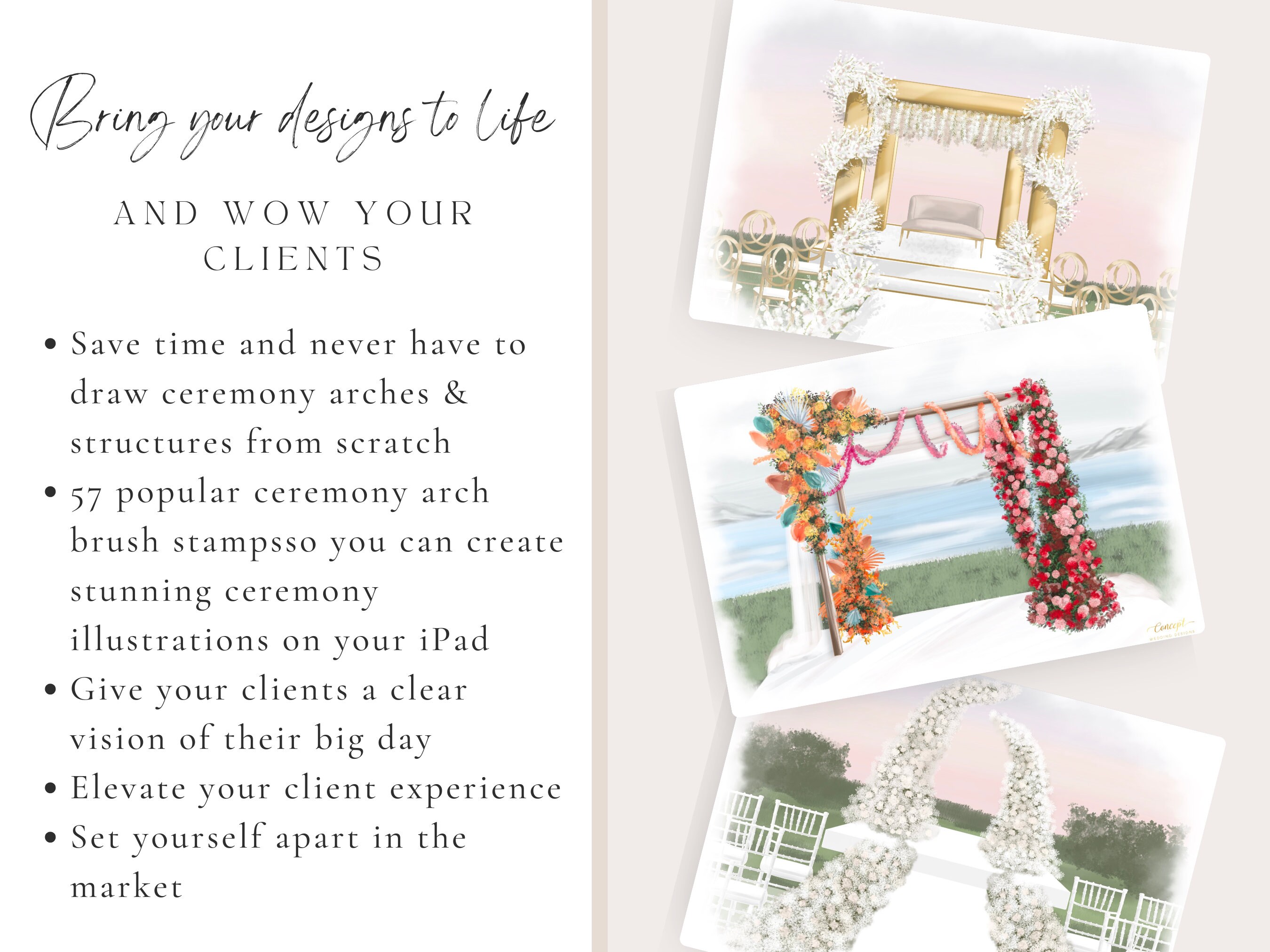 57 Wedding Ceremony Arch Procreate Stamps | Procreate Wedding ...