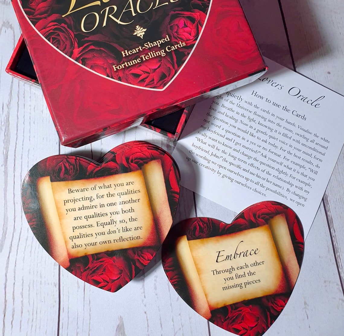 Lovers Oracle Heart Shaped Love Fortune Telling Cards By Toni Etsy