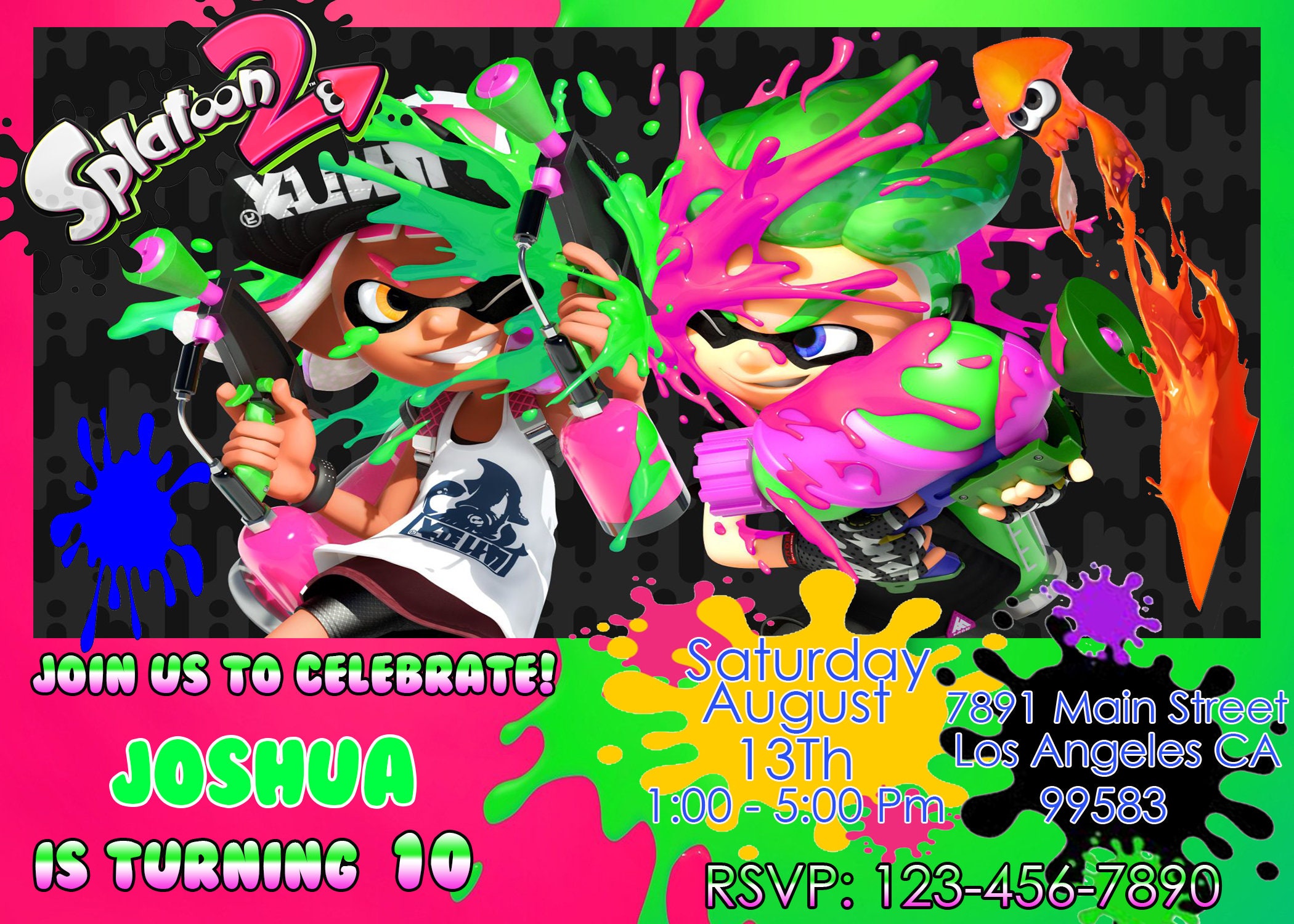 Splatoon Invitacion Digital/ Cumpleaños Splatoon / Splatoon - Etsy Canada