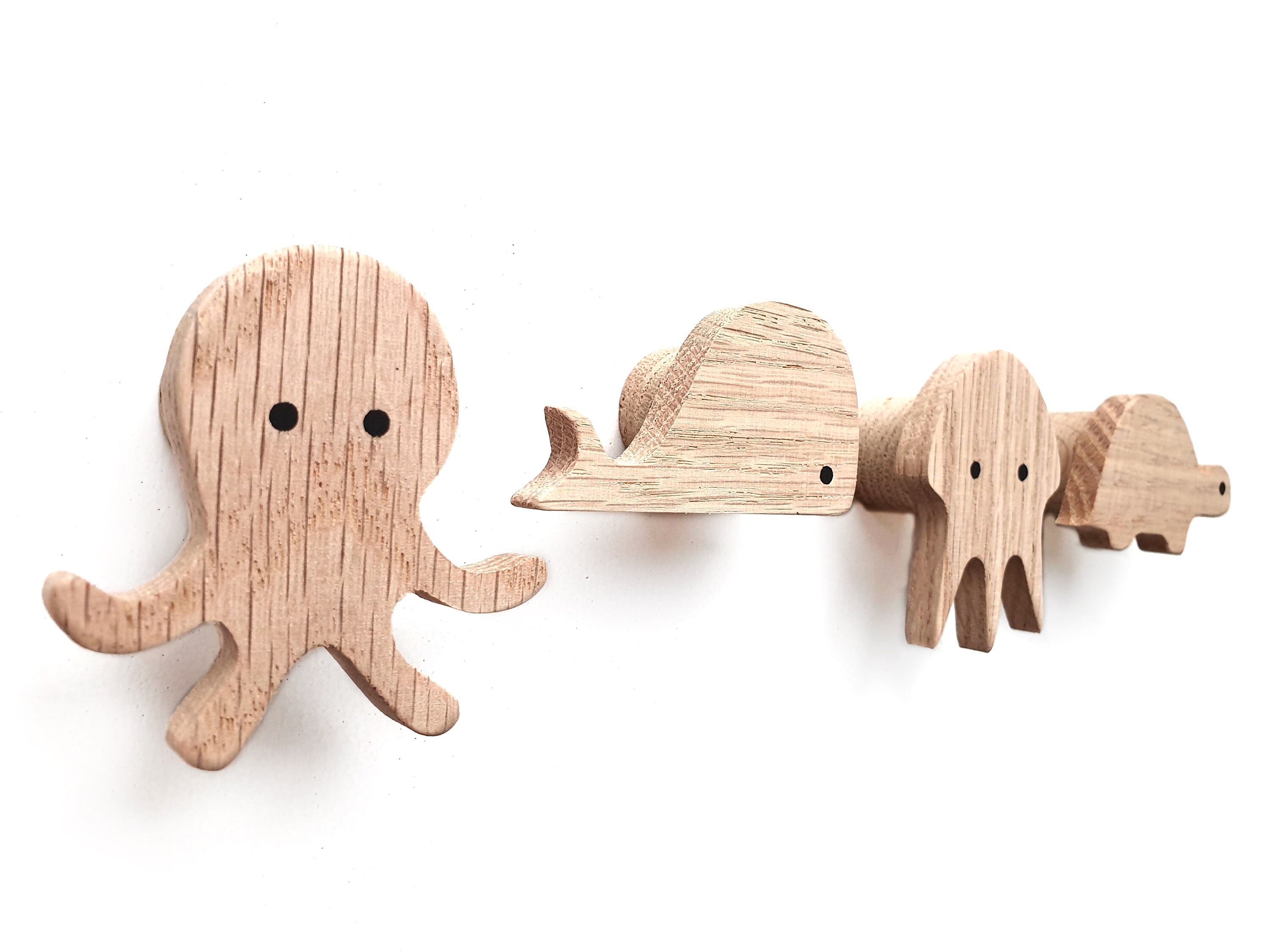 Animal Wall Hooks for Children Made of Wood Turtle Whale - Etsy