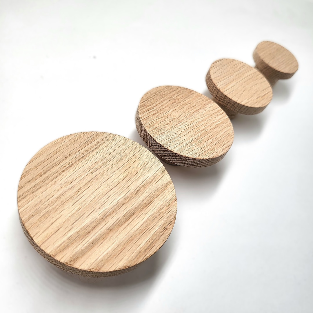 Round Furniture Handles Made of Untreated Oak (scandinavian) Knob ...