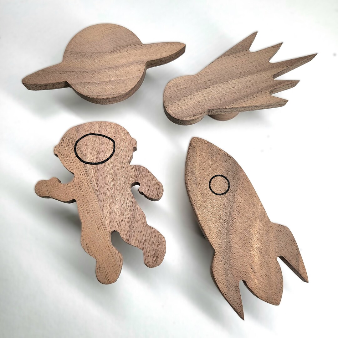 Space Handles Made of Untreated Walnut Wood (astronaut Rocket Comet ...