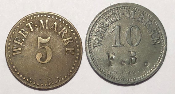 Two German Notgeld Coins Private Issue 5 & 10 pfennig | Etsy