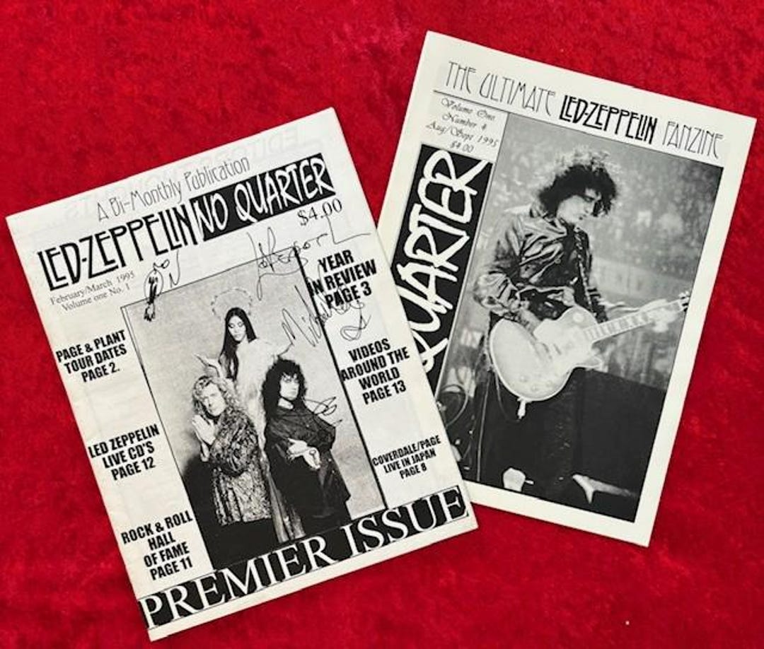 1995 Set of Two Led Zeppelin Fanzine Magazines - NO QUARTER - Volume 1 ...