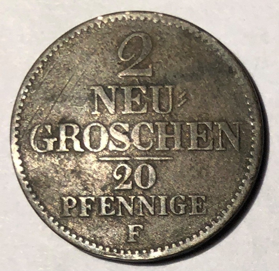 1854 Germany 2 Neugroschen / 20 Pfennige. Saxony - Friedrich August II ...