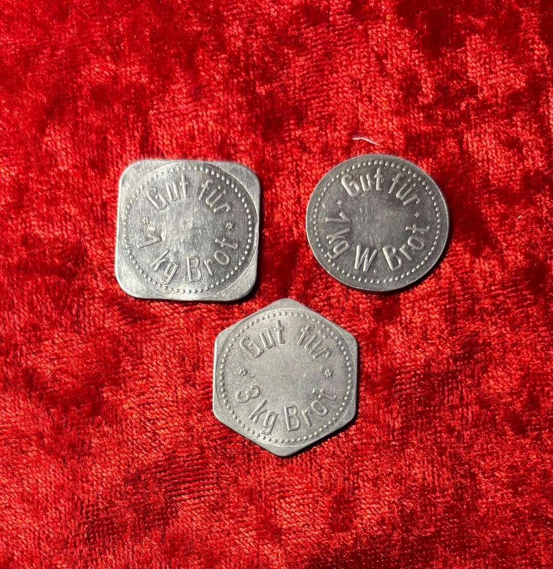 Three Different German Bread Tokens - Gluck Bakery, Sulzdorf - Free ...