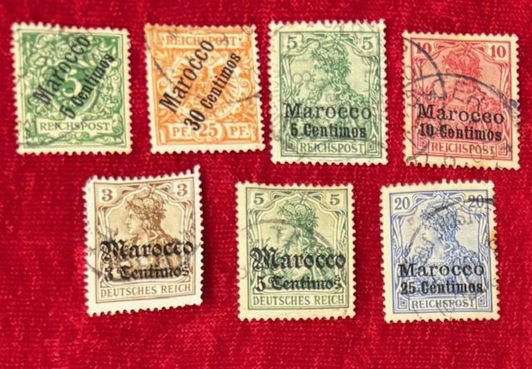 German Colonies Stamps - "morocco" - 7 Different Stamps - Lot 048 - Etsy
