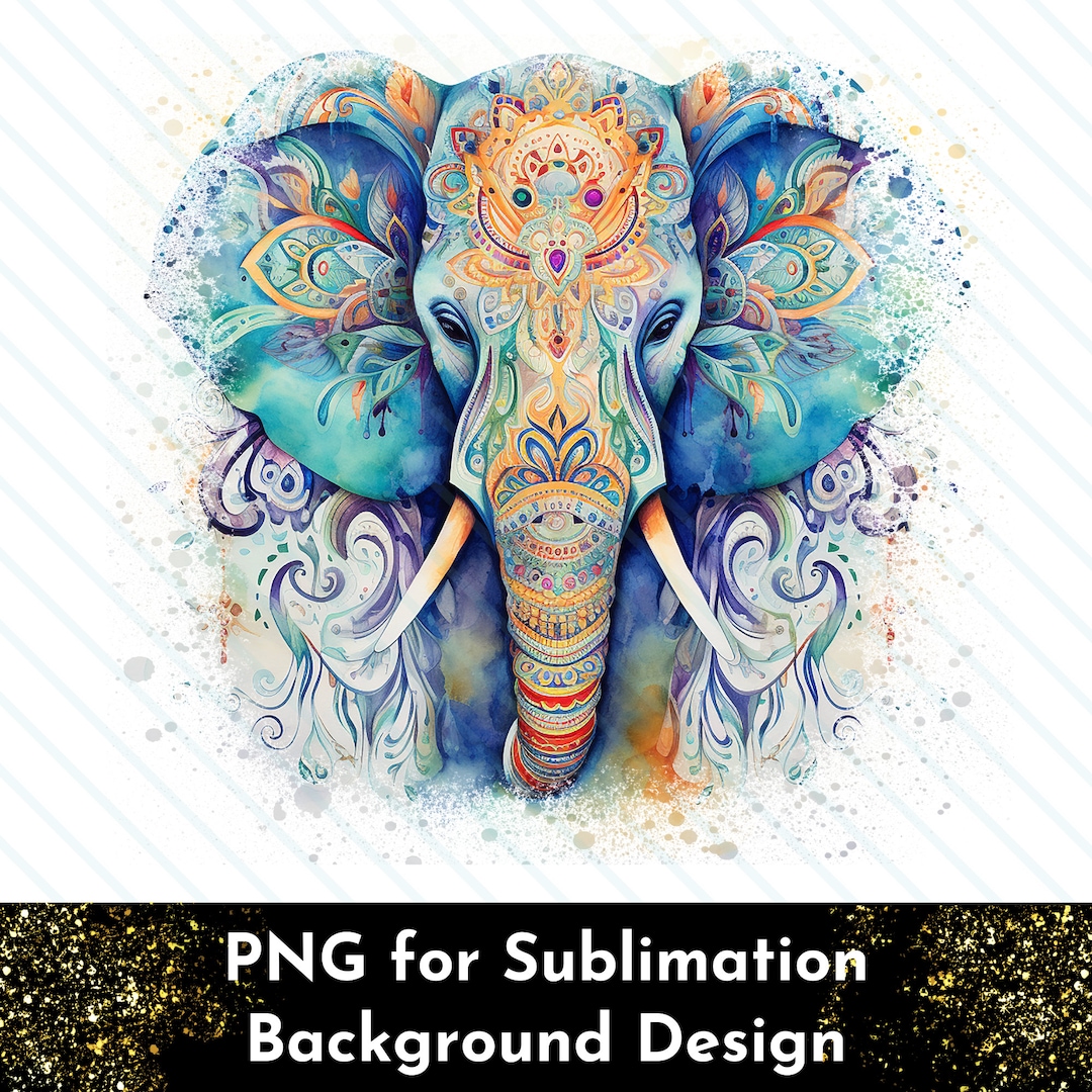 Watercolor Elephant PNG Sublimation Background PNG for Sublimation ...