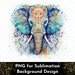 Watercolor Elephant PNG Sublimation Background PNG for Sublimation ...