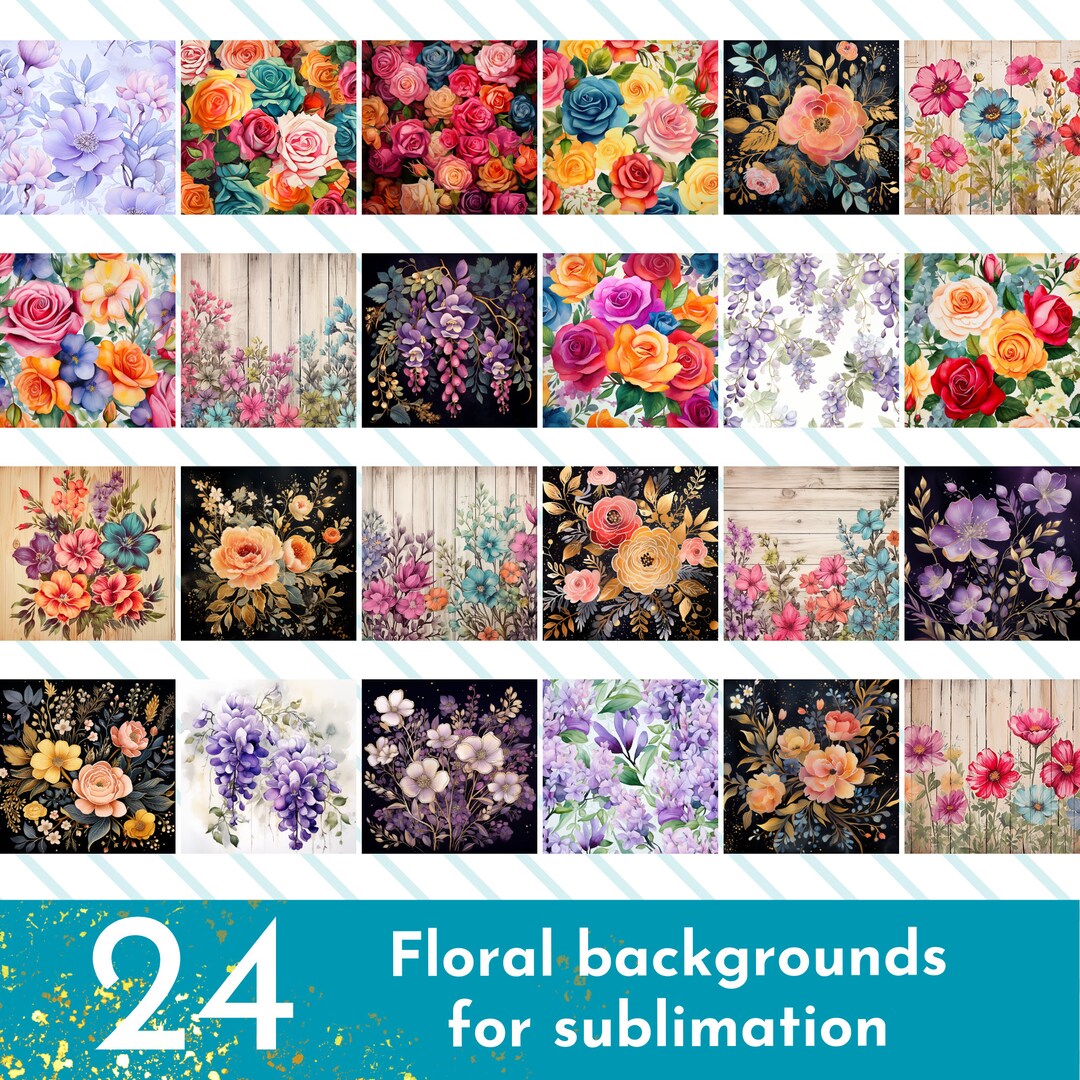 Sublimation Background Bundle - 24 PNG Sublimation Designs - Vintage ...