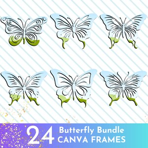 Canva Frames Bundle - 24 Butterfly Designs - Editable Canva Templates ...