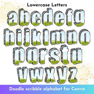 CANVA Frames Doodle Font Template | Blank Doodle Letters Canva Template ...