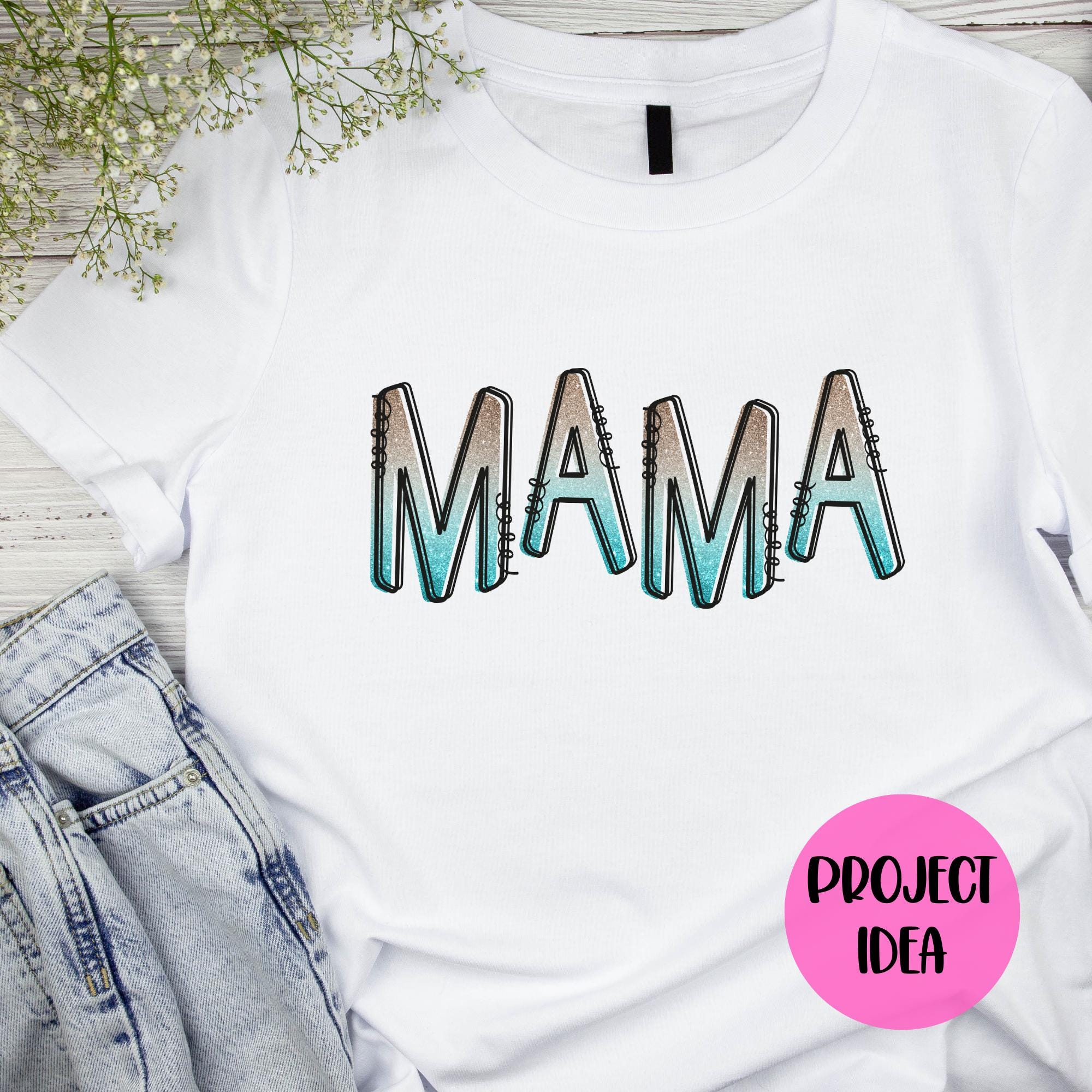 Aqua Gold Glitter Doodle Alphabet PNG, Sublimation Alpha Set (digital ...