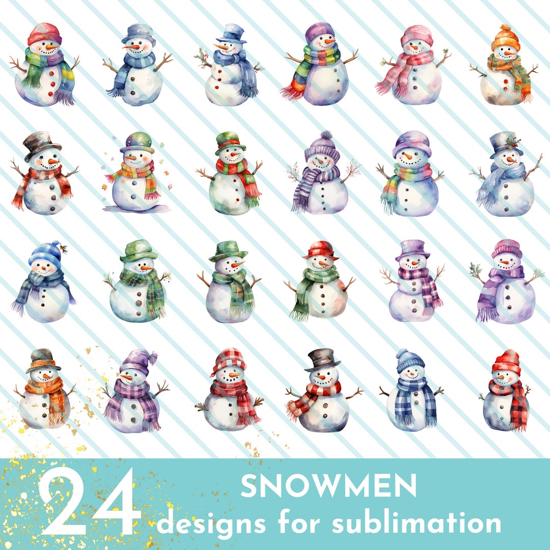 Snowman Watercolor Clipart | Christmas PNG Bundle (digital Download) - Etsy