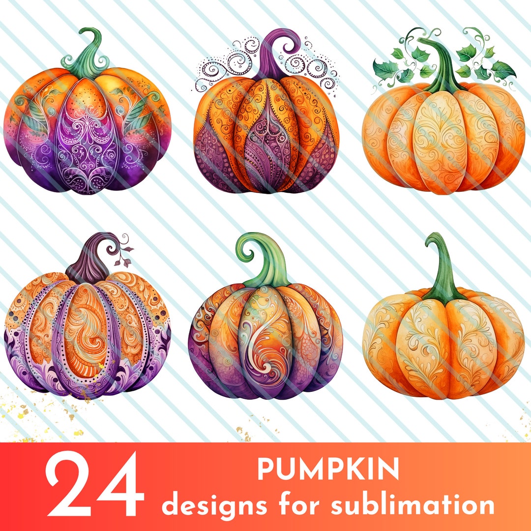 Pumpkin Clipart Bundle – 24 Watercolor Lace, Plaid & Mandala Designs ...