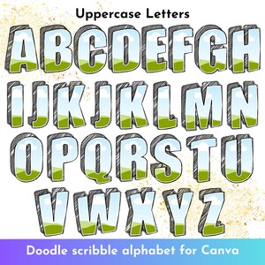 CANVA Frames Doodle Font Template | Blank Doodle Letters Canva Template ...