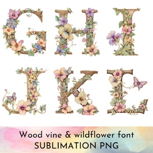 Floral Alphabet PNG, A-Z Wildflower Clipart Designs, Watercolor ...