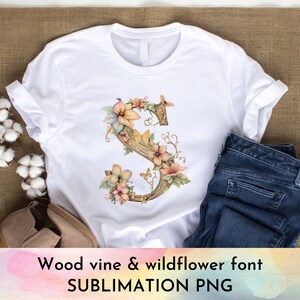 Floral Alphabet PNG, A-Z Wildflower Clipart Designs, Watercolor ...