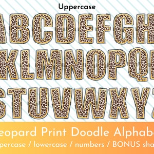 Doodle Letters Alphabet PNG Bundle Glitter Leopard Print - Etsy