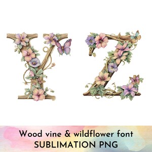 Floral Alphabet PNG, A-Z Wildflower Clipart Designs, Watercolor ...