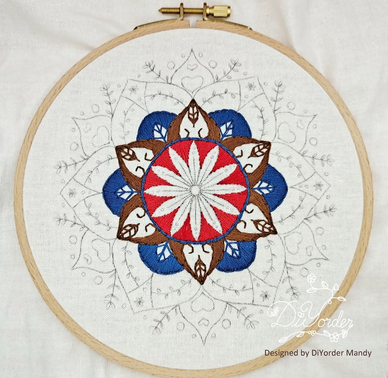 Mandala Simple Embroidery Kit Beginner-mandala Flower Embroidery ...