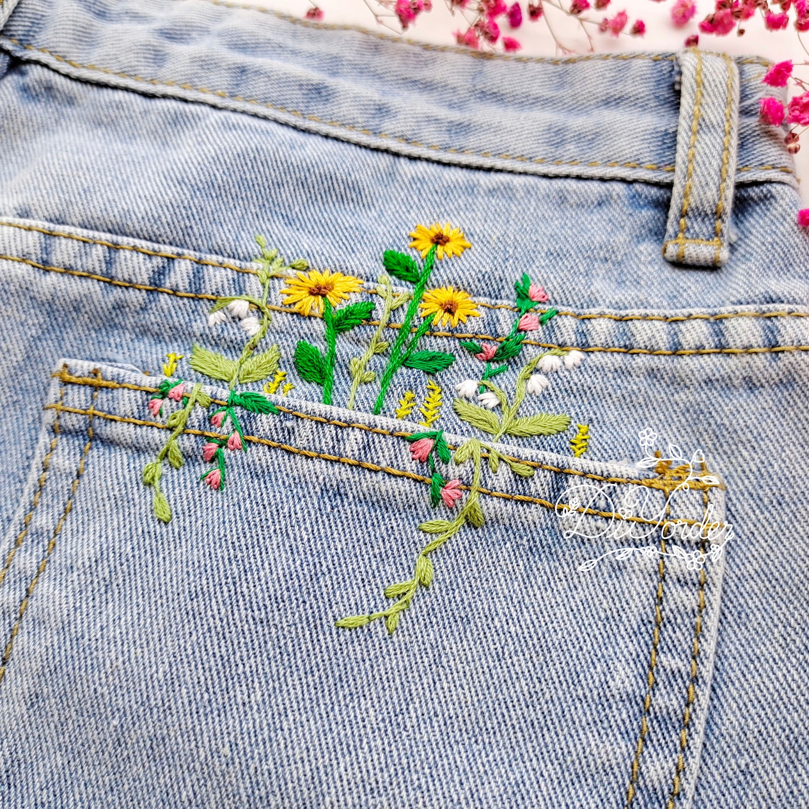 Pocket Flower Embroidery Pattern: Hydrangea Design (PDF Pattern) - Etsy
