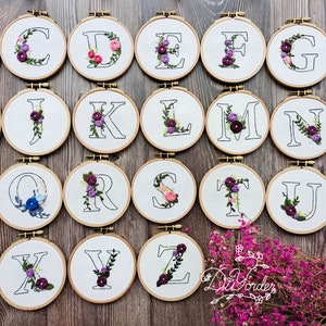 G Letter Embroidery Kit- Letter Embroidery Design With Flowers-floral ...