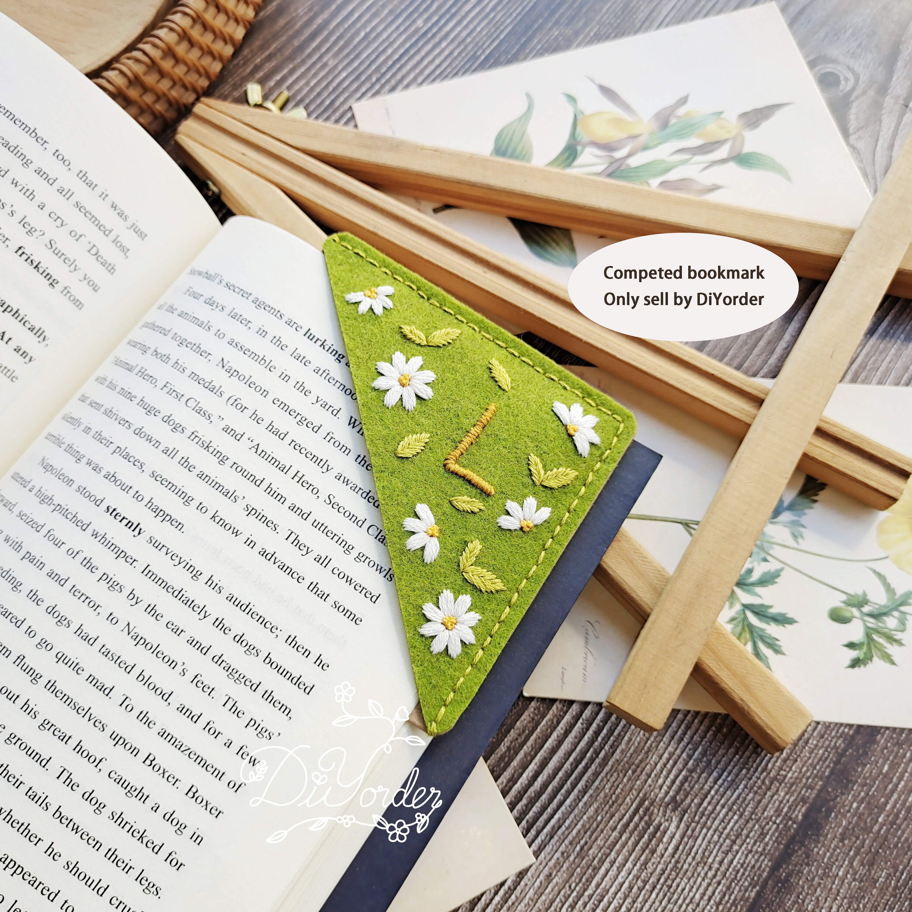 Personalized Embroidered Felt Corner Bookmark: Floral Initial Gift - Etsy