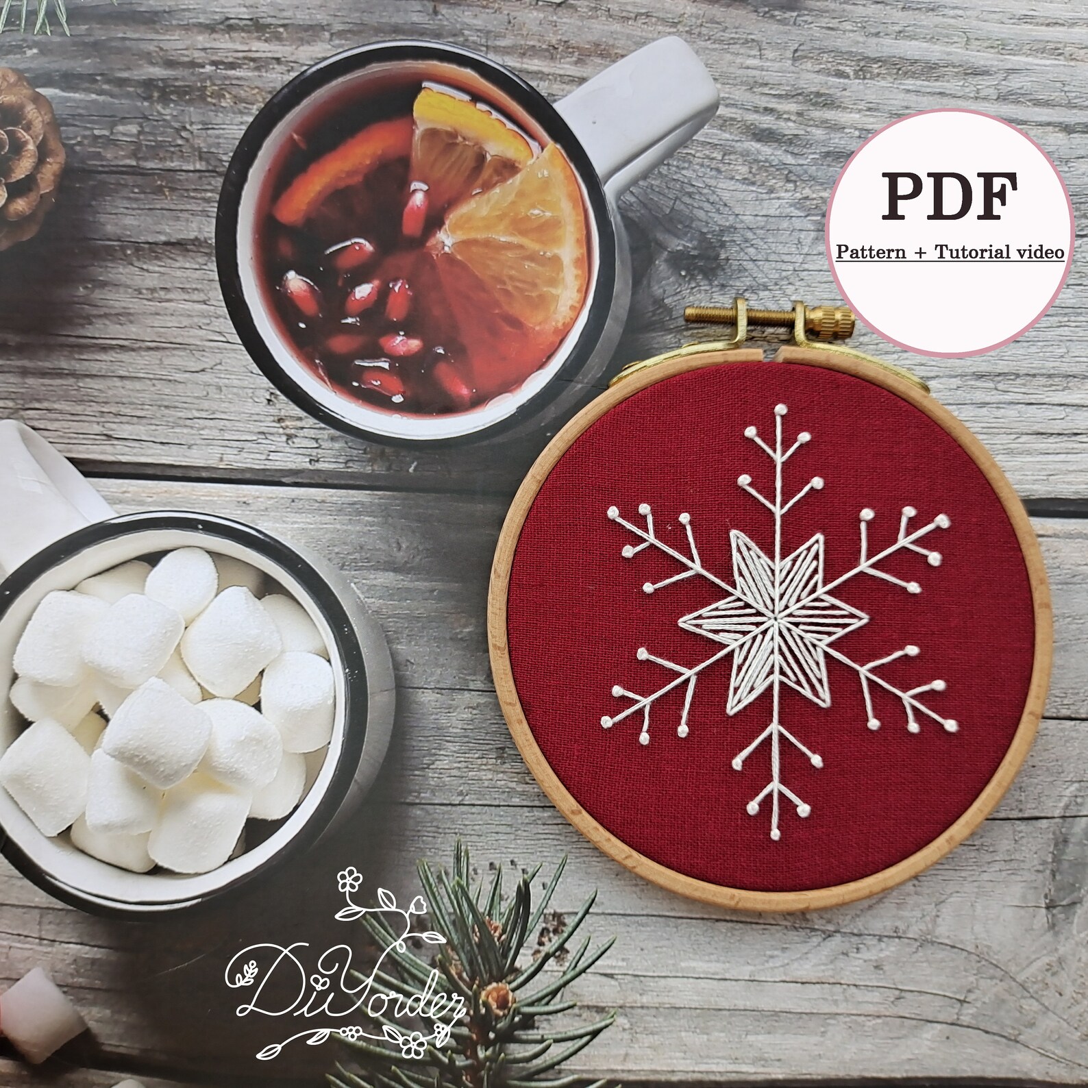 Snow Embroidery Pattern Christmas Embroidery PDF. Basic - Etsy Canada
