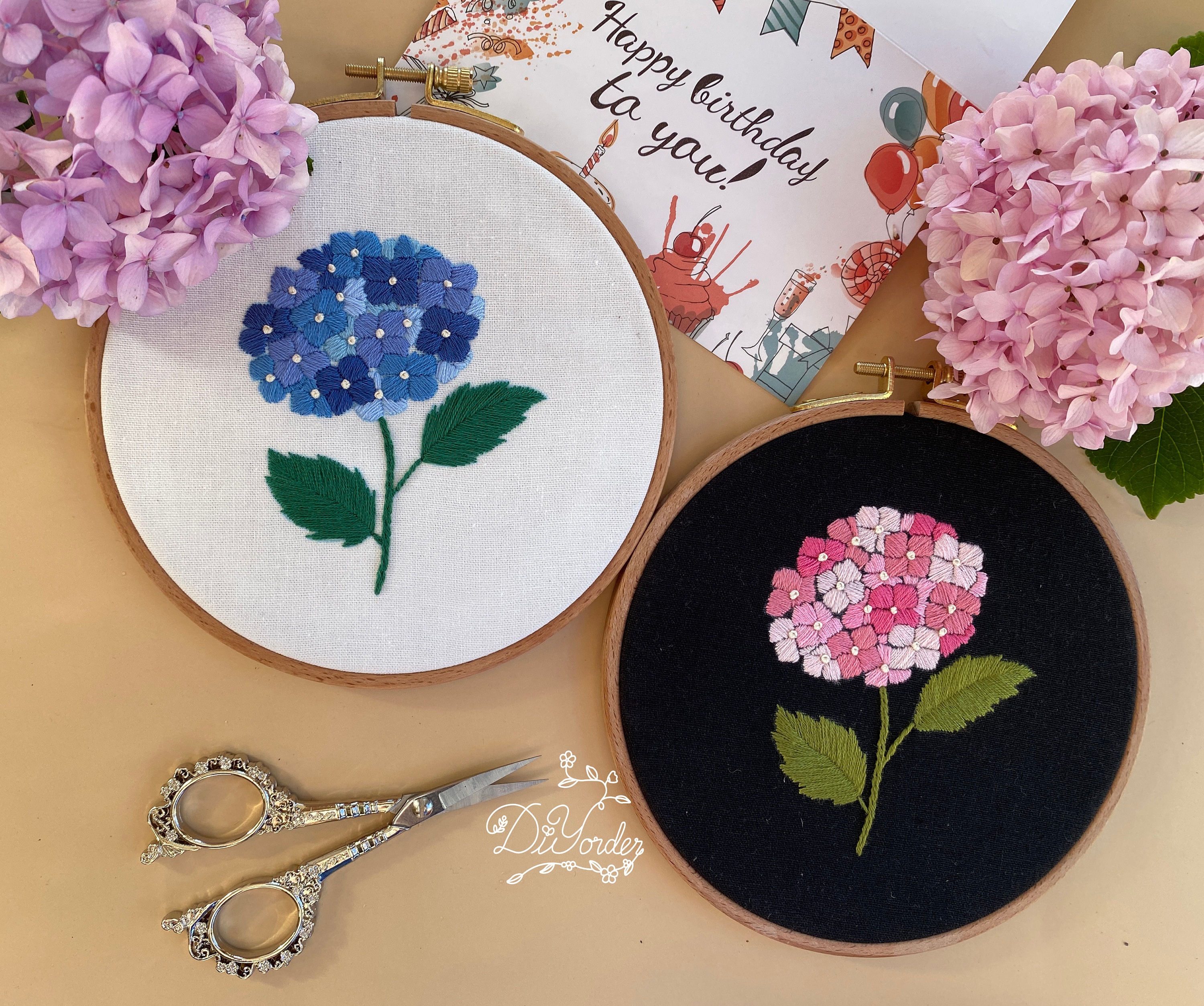 Hydrangea Flower Embroidery Kit Hand Embroidery Kit Floral - Etsy Canada