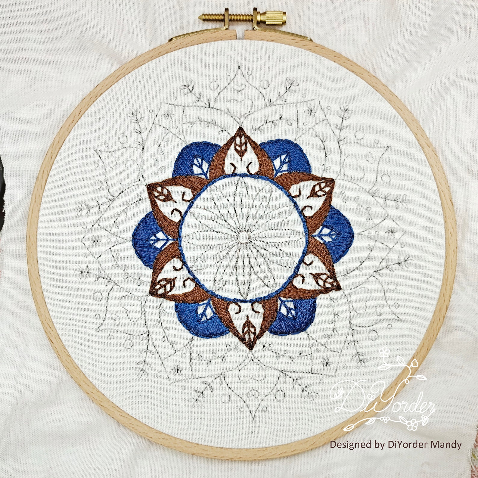 Mandala Simple Embroidery Kit Beginner-mandala Flower - Etsy