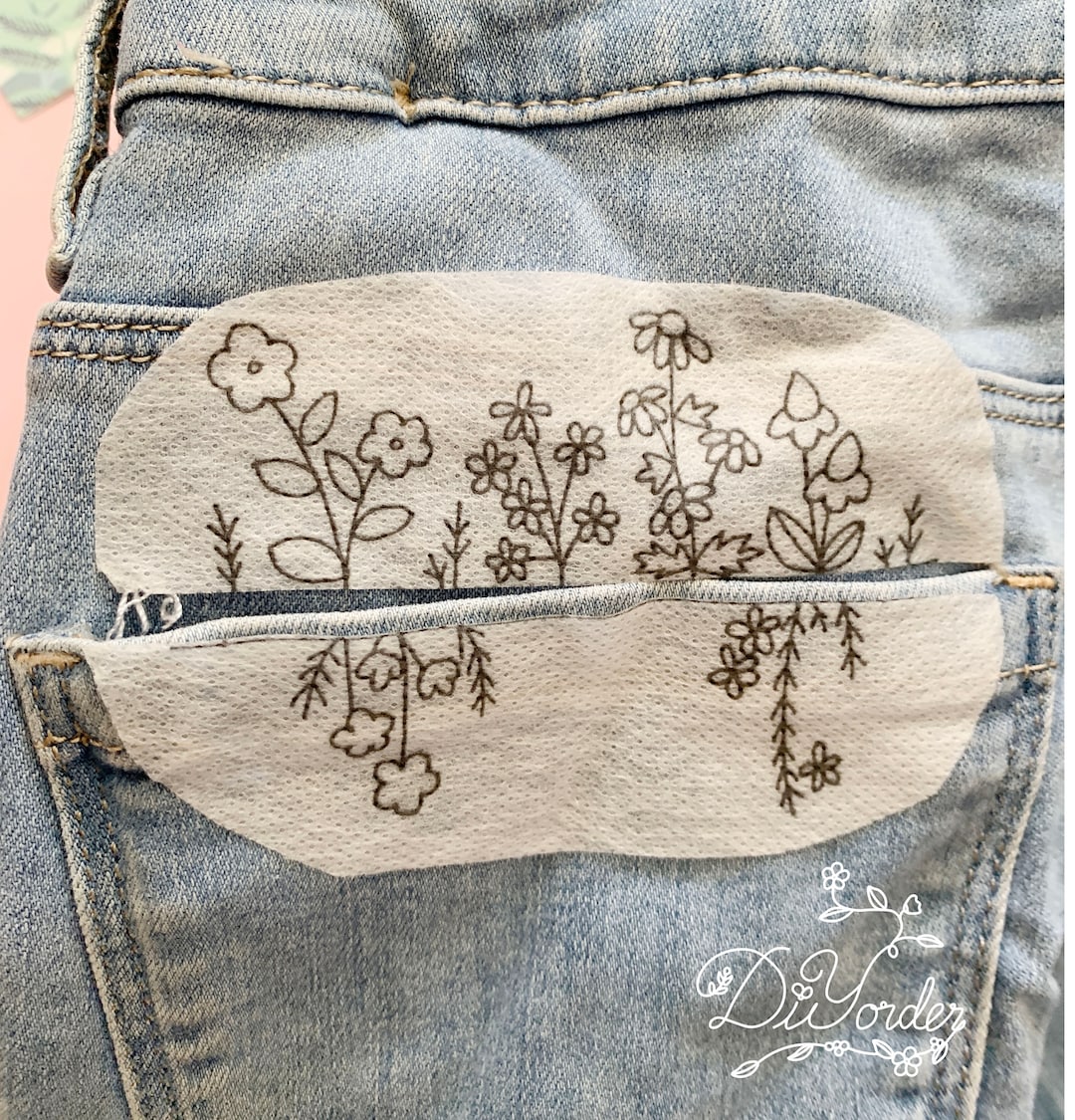 Floral Stick and Stitch Embroidery Patches: DIY Clothing & Bag ...
