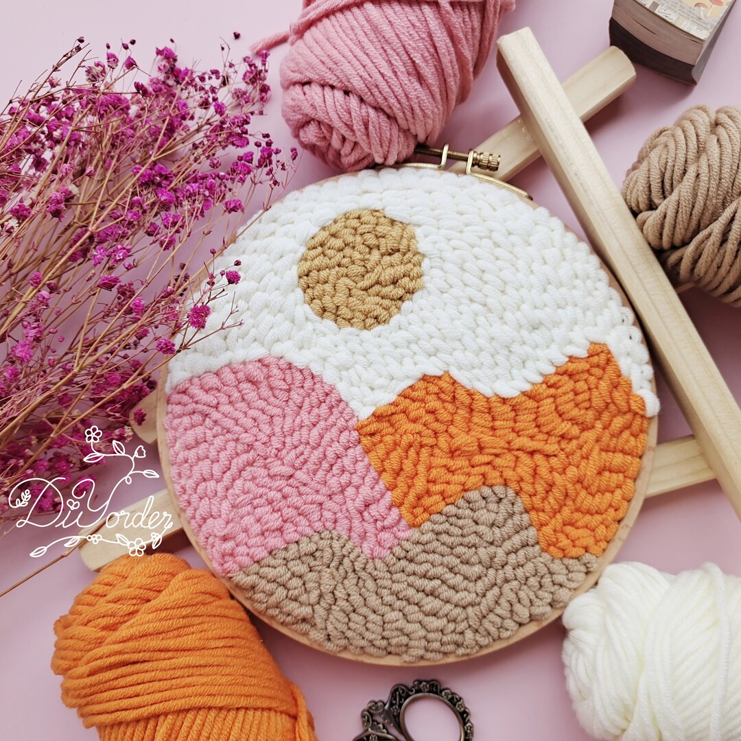 Beginner Punch Needle Kit: Printed Pattern & Yarn - Etsy