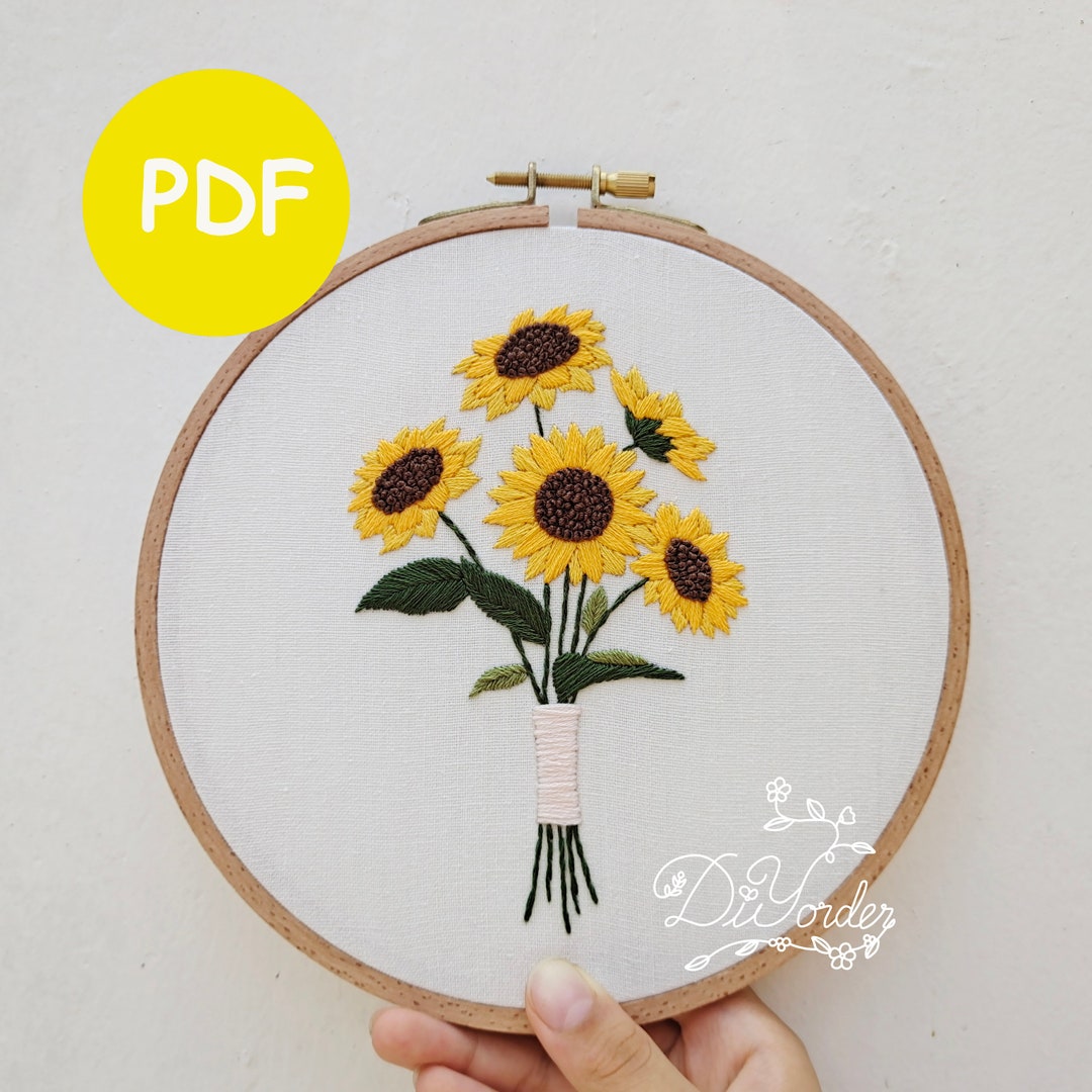 Sunflower Embroidery Pattern, Beginner Embroidery PDF, Flower ...