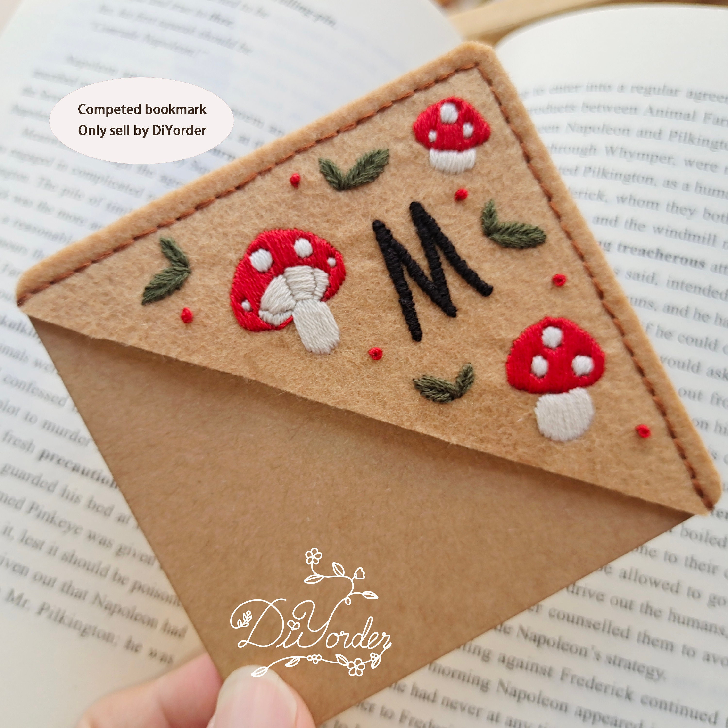 Personalized Embroidered Felt Corner Bookmark: Floral Initial Gift - Etsy