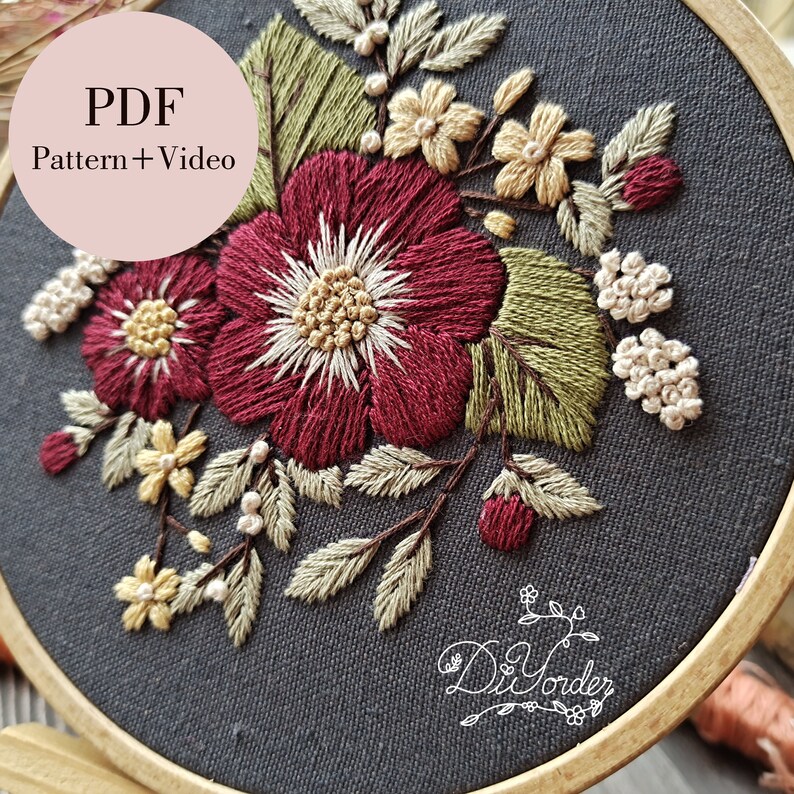 Flower Embroidery Pattern.beginner Embroidery PDF. Hydrangea | Etsy