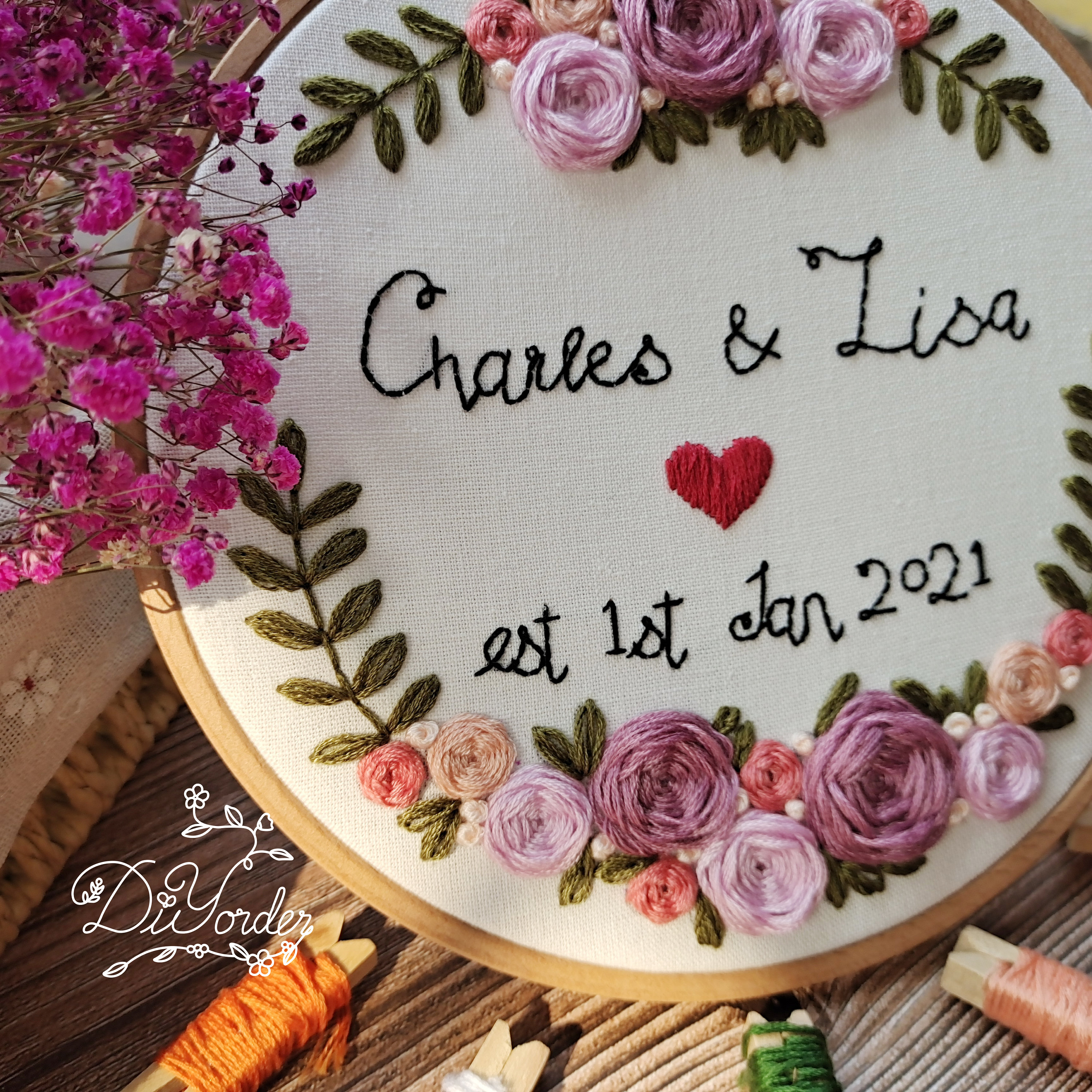 PDF Wedding Embroidery Kit-customized Anniversary Embroidery - Etsy