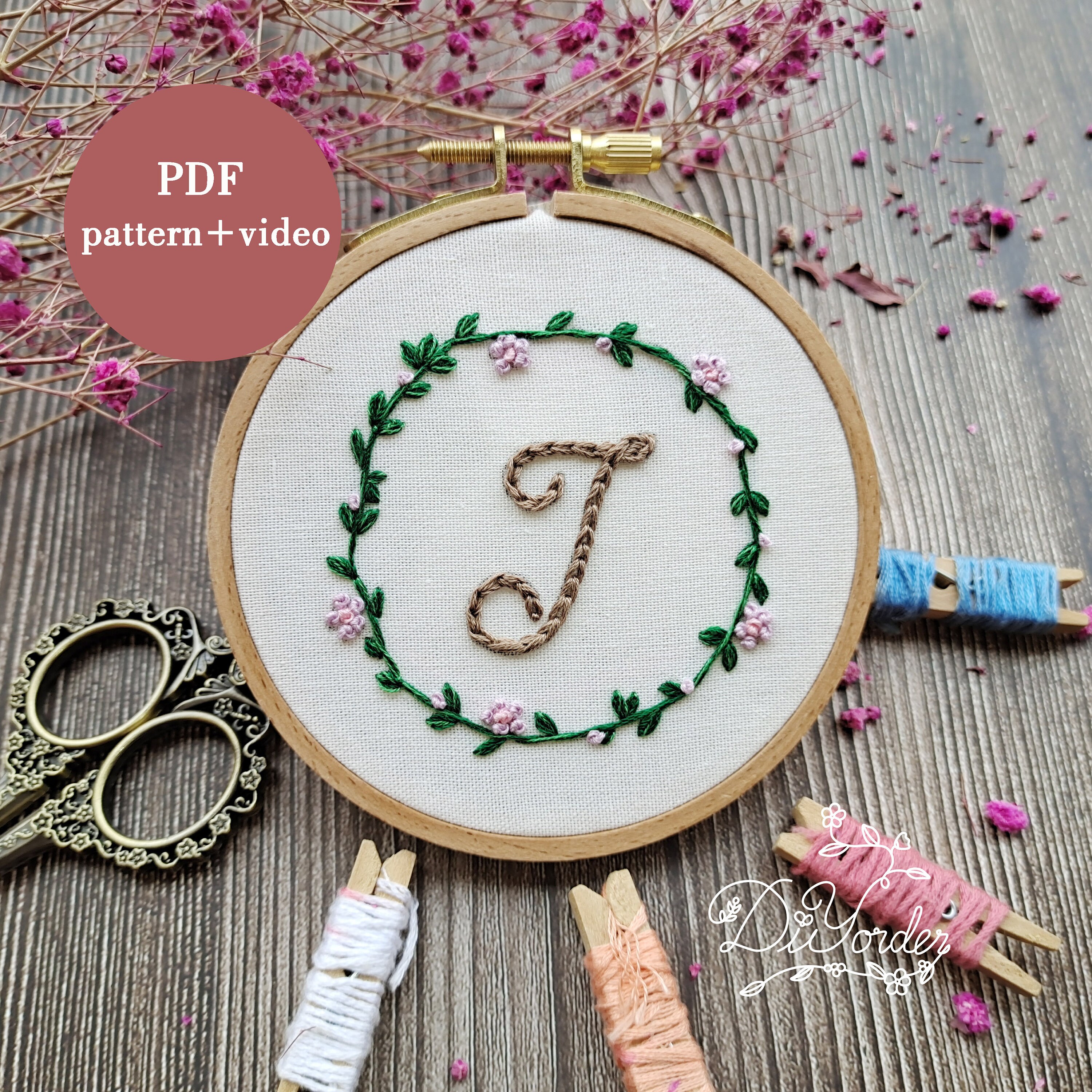 Letter Ring Embroidery Pattern PDF Embroidery Pattern. - Etsy