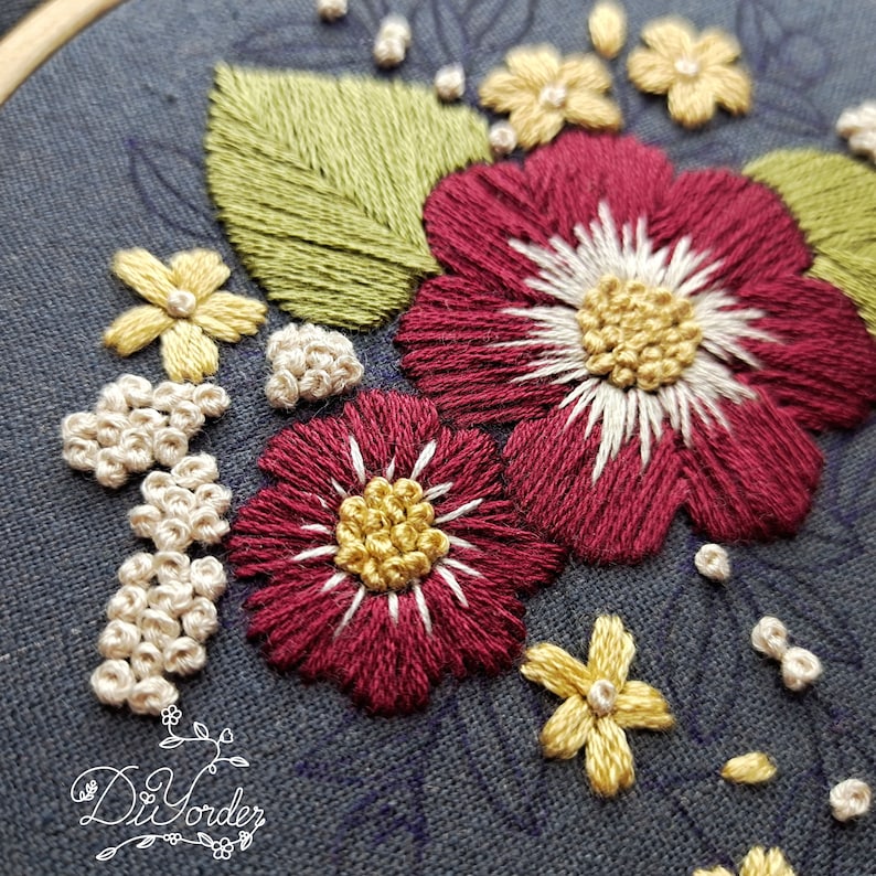 Red Flower Embroidery Kit-handmade Embroidery-gift for - Etsy