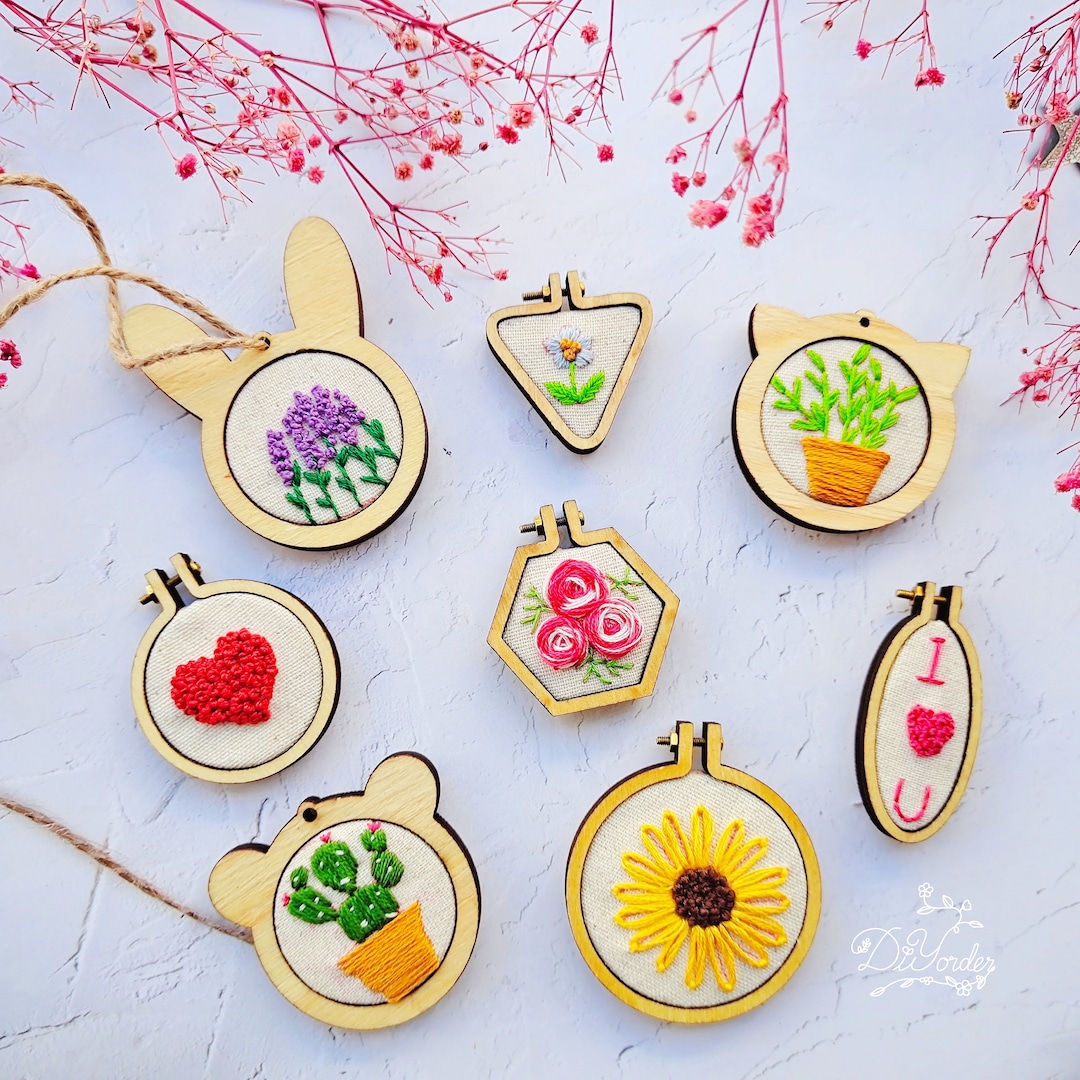 Mini Wooden Embroidery Hoop Kit-mini Embroidery Frame -cute Stitching ...