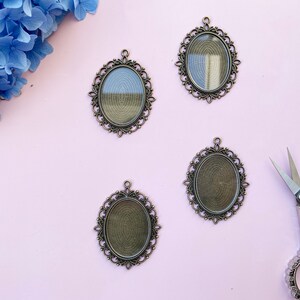 Oval Embroidery Pendant Frame: DIY Necklace Bezel Kit (3x4 Cm) - Etsy