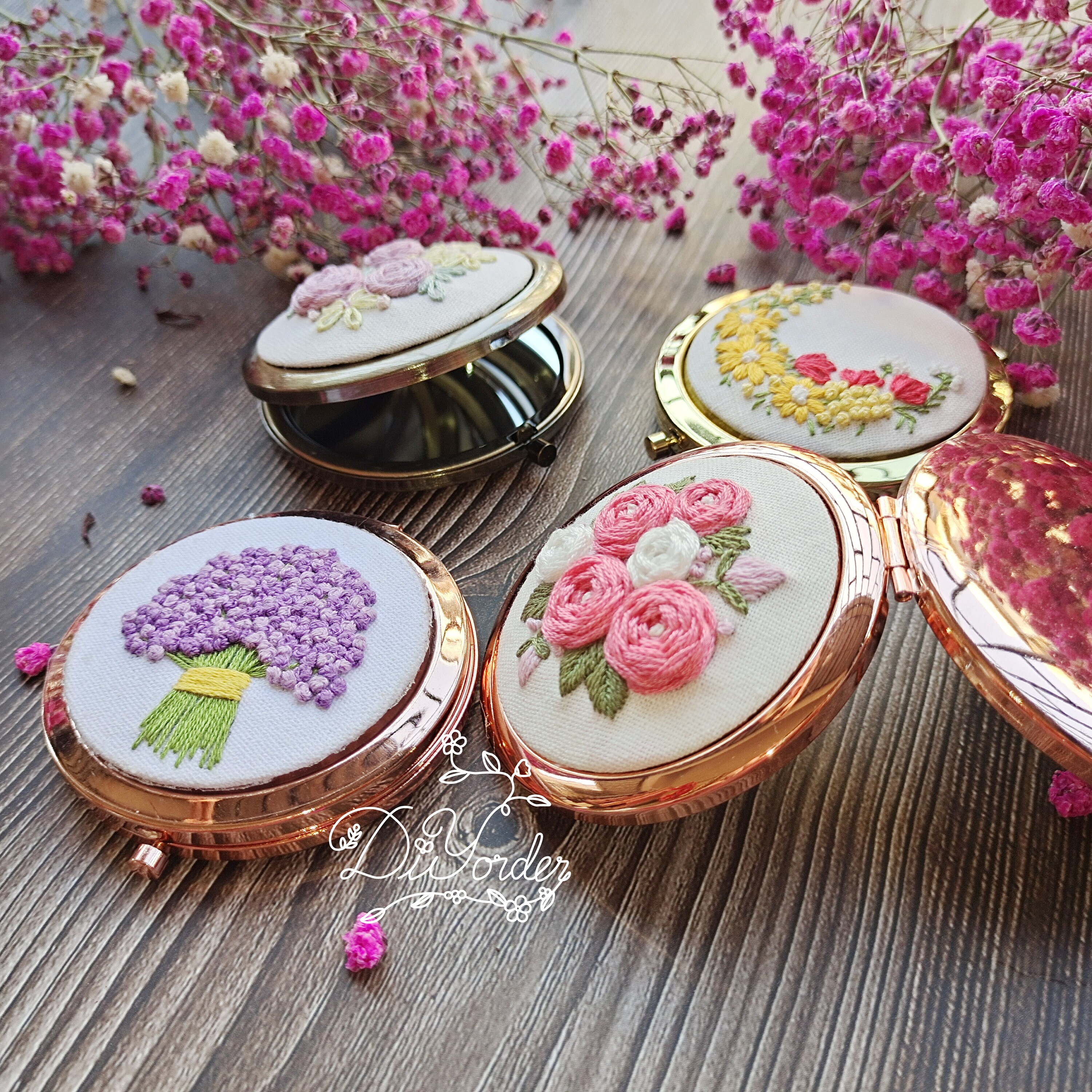Floral Embroidery Mirror Kit: DIY Craft Gift - Etsy