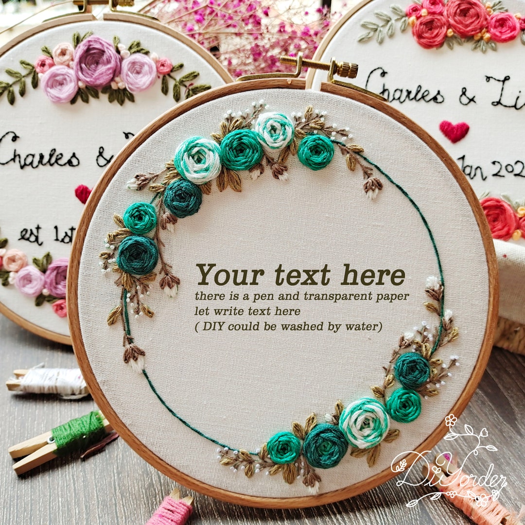 Custom Wedding Embroidery Kit: DIY Flower Needlework, Hoop Art - Etsy