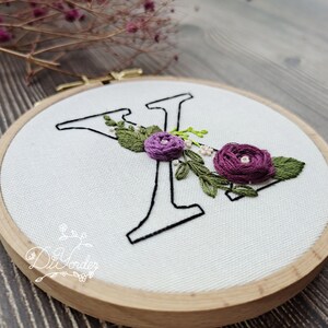 G Letter Embroidery Kit- Letter Embroidery Design With Flowers-floral ...