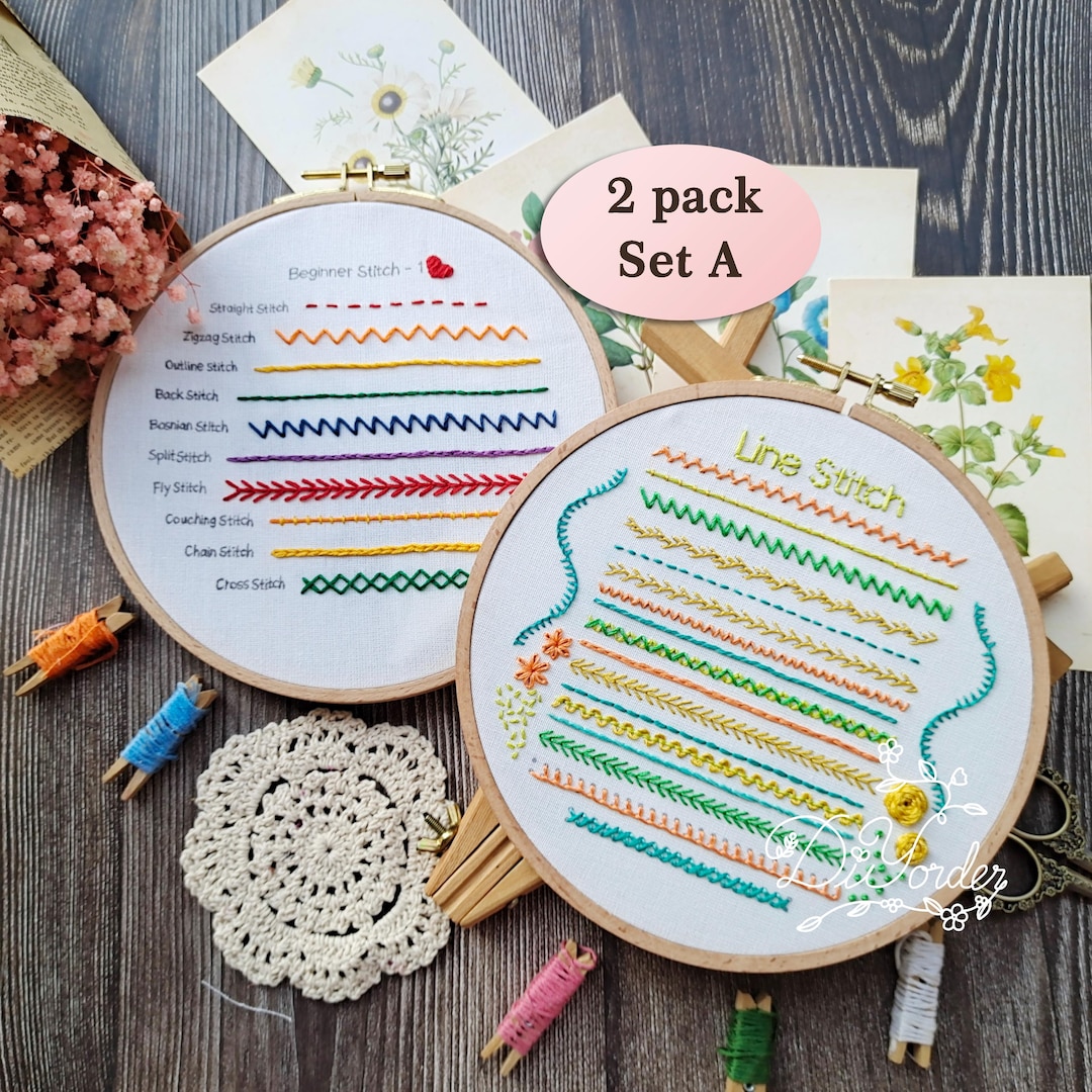 Embroidery Stitch Sampler Beginner Kit: Line Art Pattern - Etsy