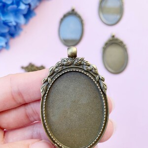 Oval Embroidery Pendant Frame: DIY Necklace Bezel Kit (3x4 Cm) - Etsy