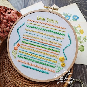 Embroidery Stitch Sampler Beginner Kit: Line Art Pattern - Etsy
