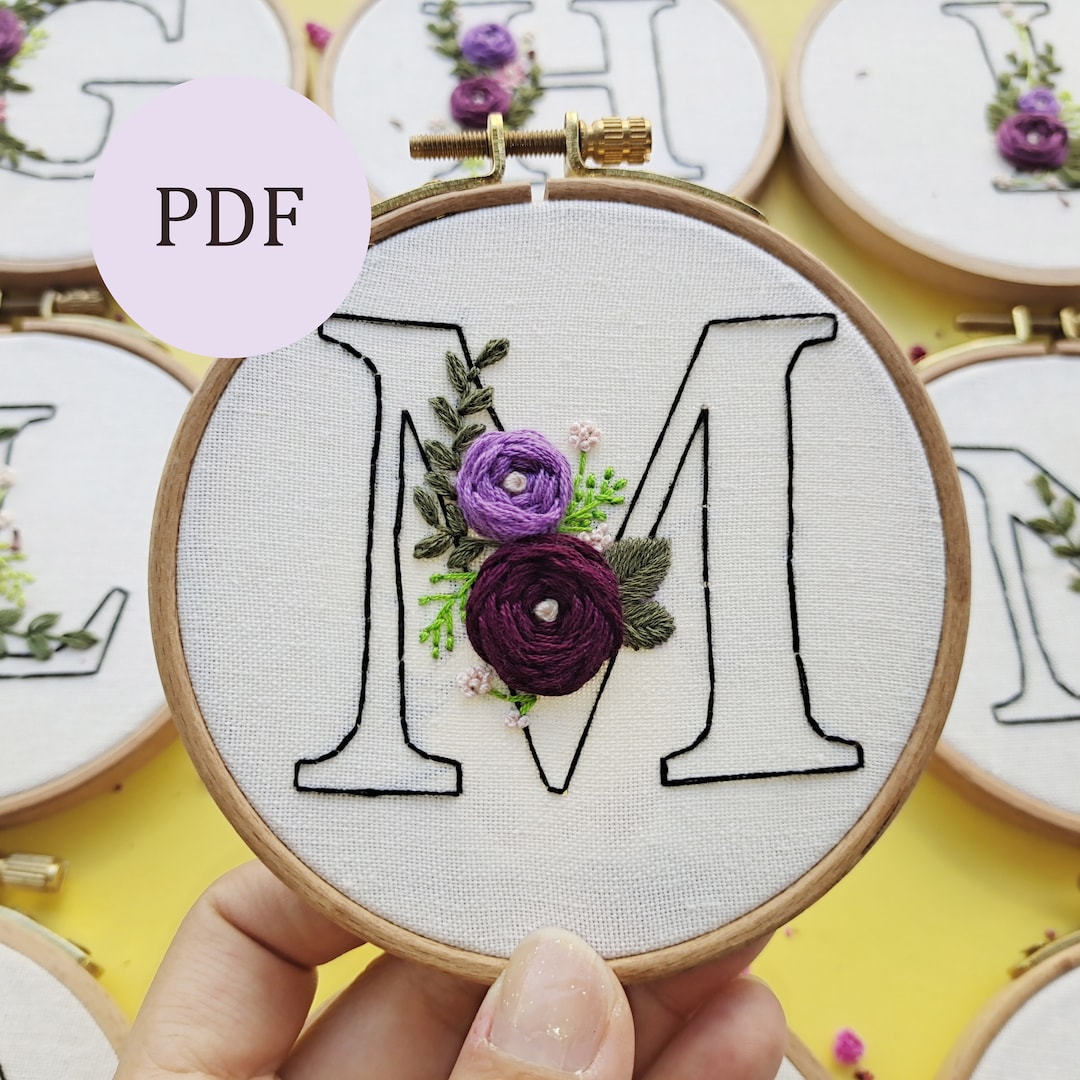 Letter M Embroidery Pattern, PDF Embroidery Pattern. Digital Instant ...